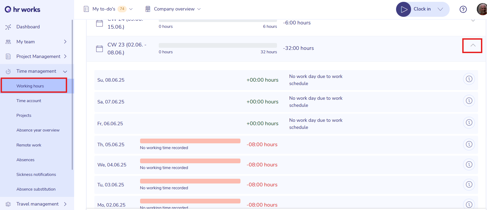 How do I record my working hours?